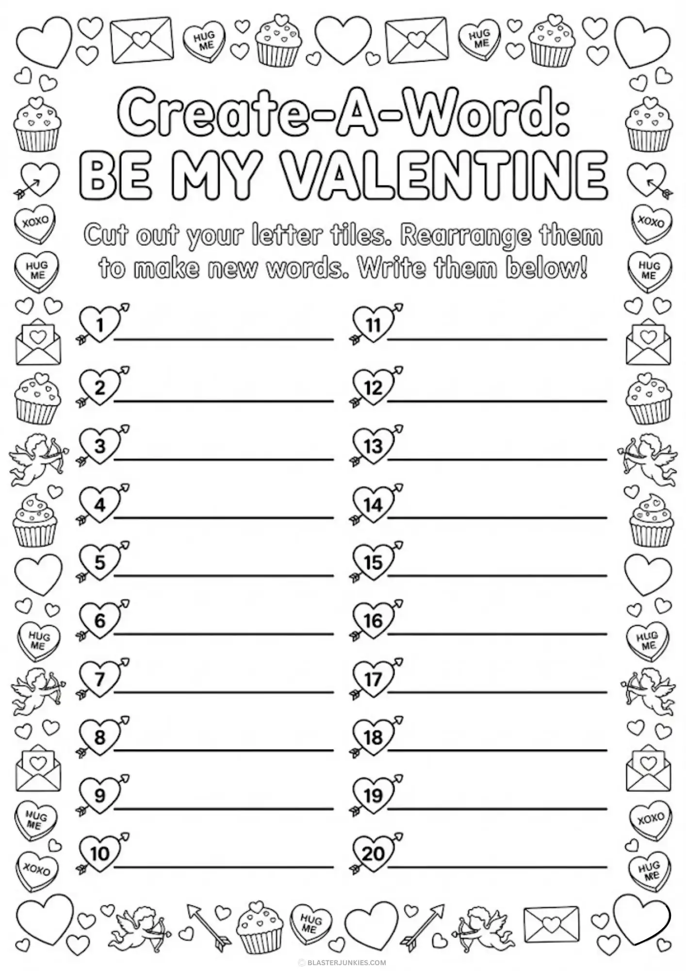 FREE Printable "Create A Word" Valentine’s Day Spelling Activity (A4 PDF)
