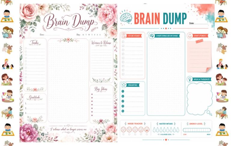 Brain Dump Templates! 20 Cute Brain Dump Worksheets