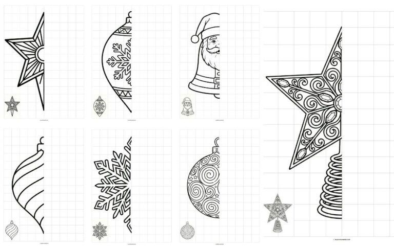 7 Free Printable Christmas Ornament Symmetry Worksheets (Math Meets Art!)