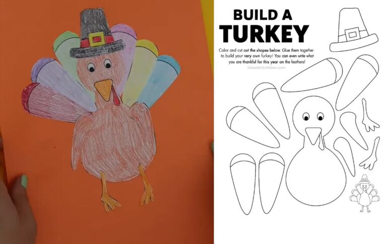 How to "Build A Turkey" Cut and Color Activity (Free A4 Printable ...