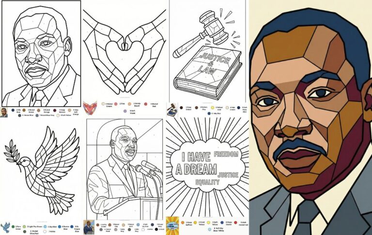 6 Free Martin Luther King Jr. Color by Number Worksheets (Educational ...