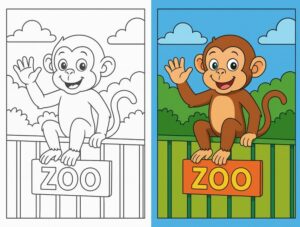 Monkey Coloring Pages Free pdf