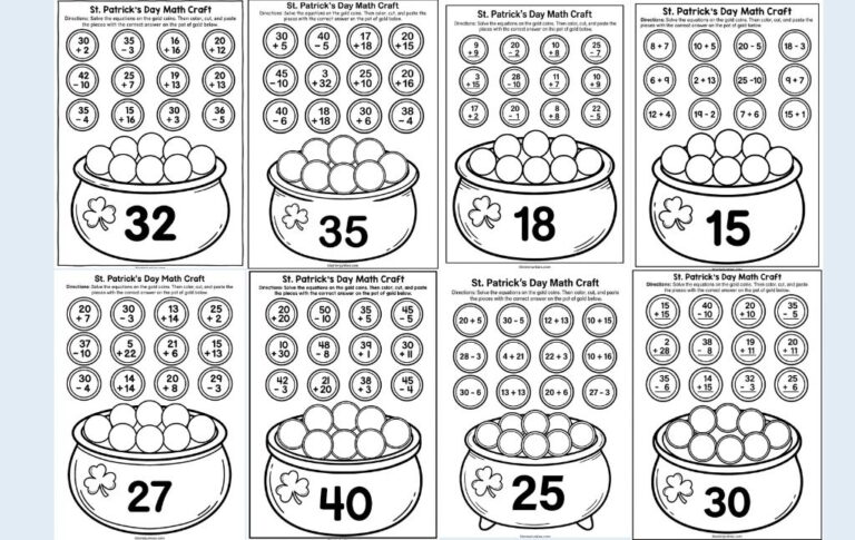 12 Free St. Patrick's Day Math Crafts: Addition & Subtraction Practice ...